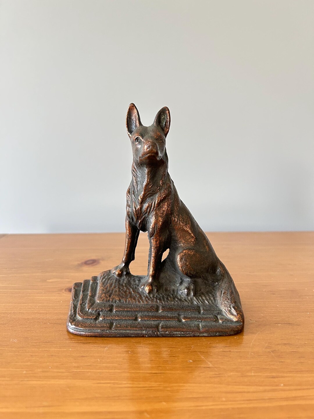 Antique Cast Iron German Shepherd Bookend – Copper Finish – Vintage ...