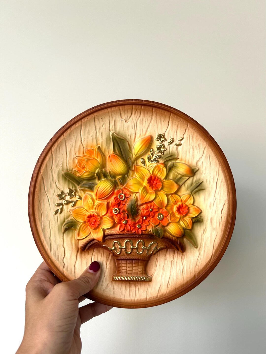 Vintage Floral Chalkware Wall Decor - Favor Ware - Kitchen Decor - Etsy