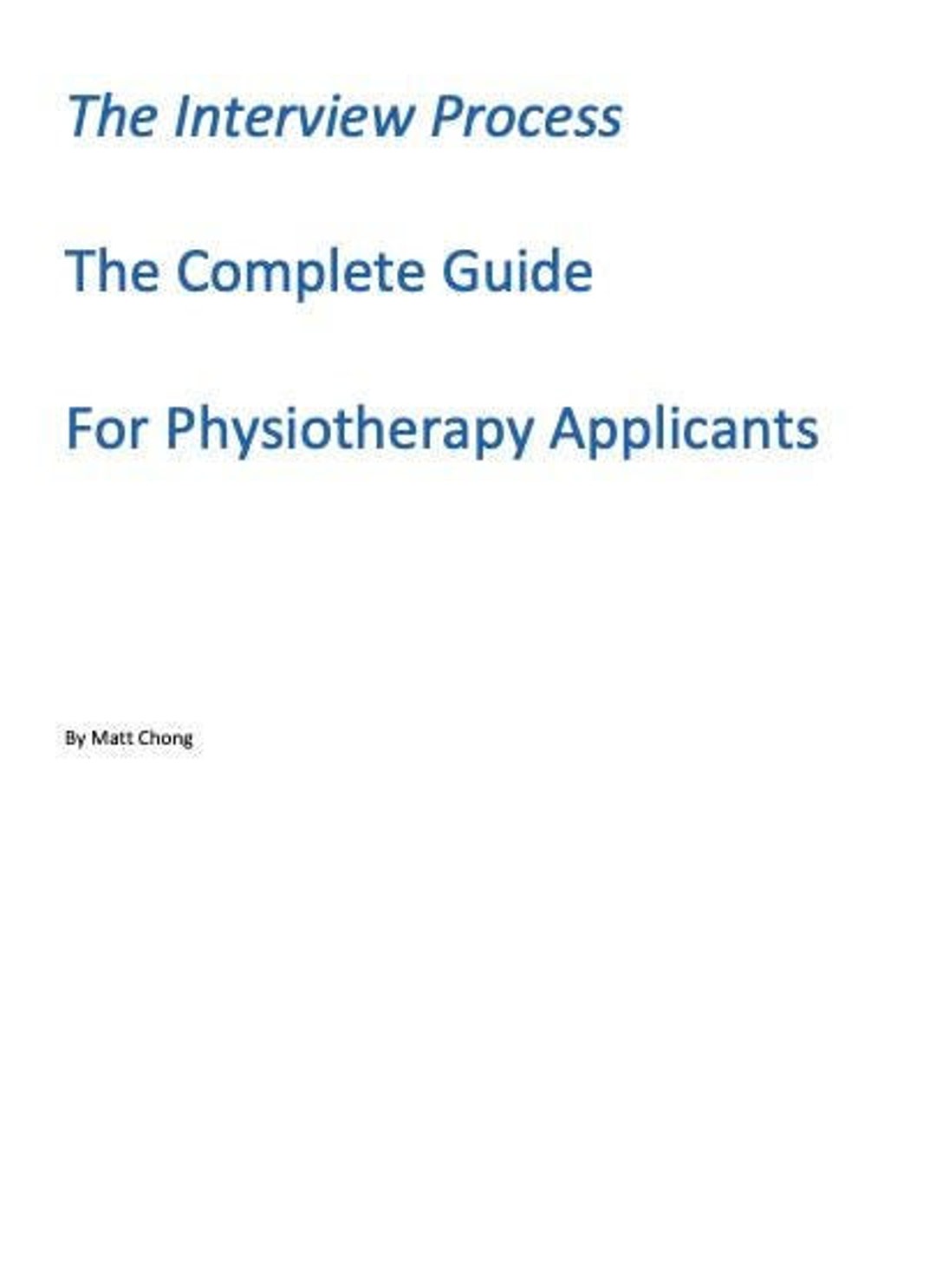 Get Into Your Physiotherapy: the Ultimate Handbook Interview ...