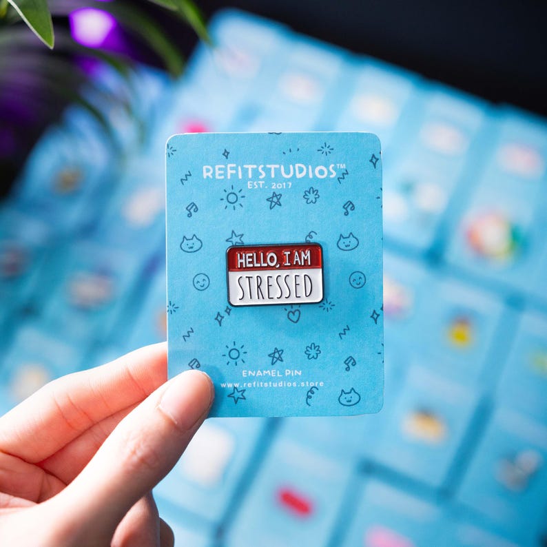 Name Tag hello I'm Stressed Pin Funny & Cute Lapel Pin Enamel Pin Fun ...