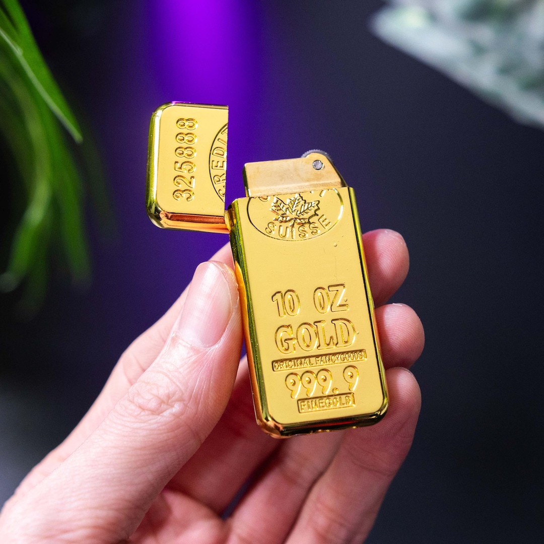 24K Gold Bar Style Butane Lighter Refillable, Fuel Not Included Fidget ...