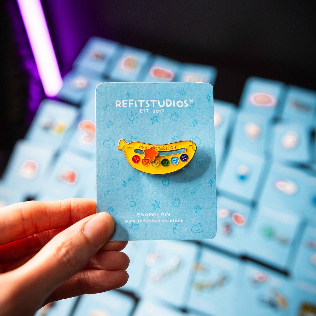 Interactive "mood Stability" Banana Pin | Slider Lapel Pin | Enamel Pin ...