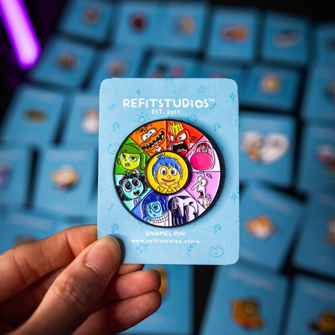 Interactive inside Out Mood Pin Spinner Lapel Pin Enamel Pin Wheel Pin ...