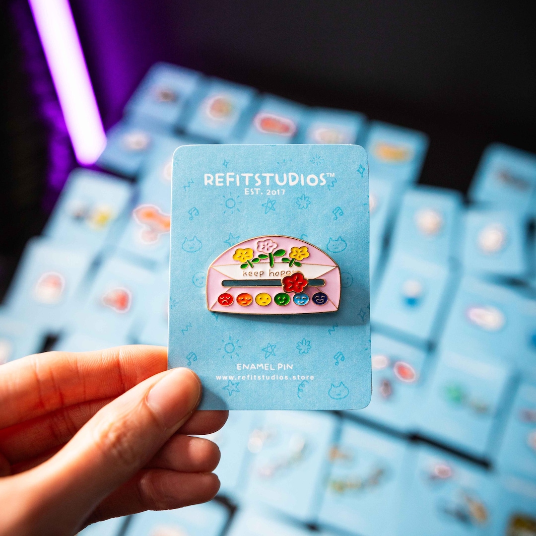 Interactive keep Happy Envelope Pin Slider Lapel Pin Enamel Pin Unique ...