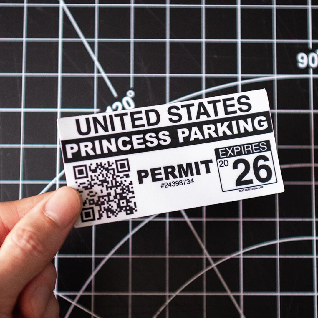 Funny "princess Parking" Permit Holographic Vinyl Car Sticker Decal ...