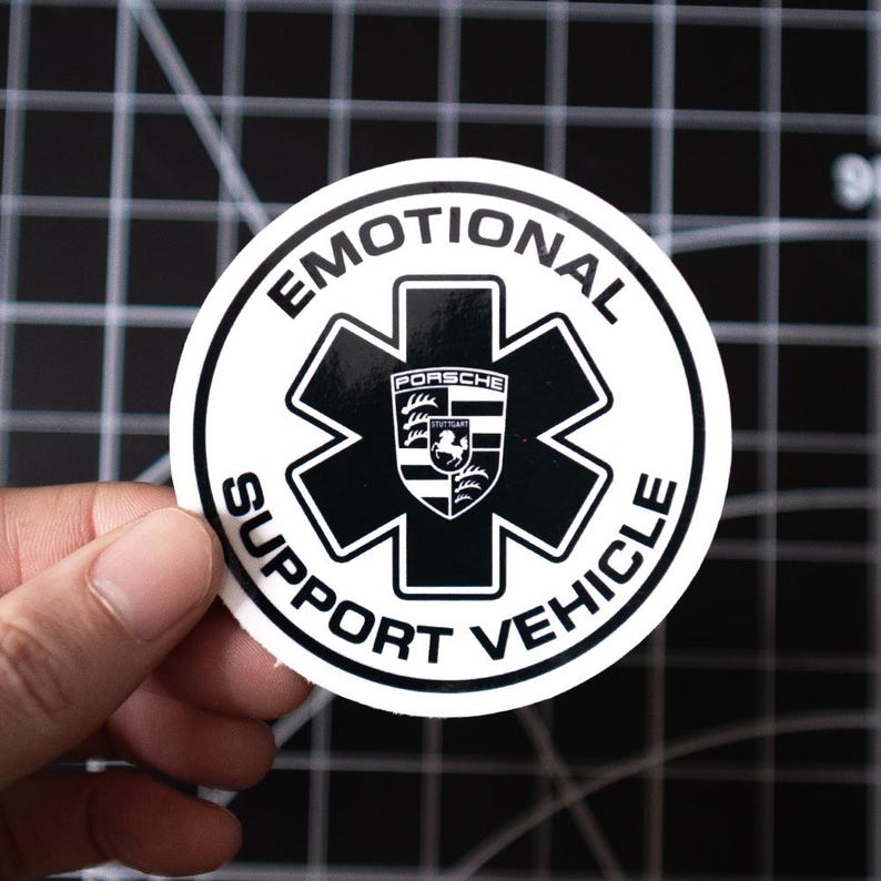 Emotional Support Vehicle "porsche" Decal Sticker | Vinyl Laminate ...