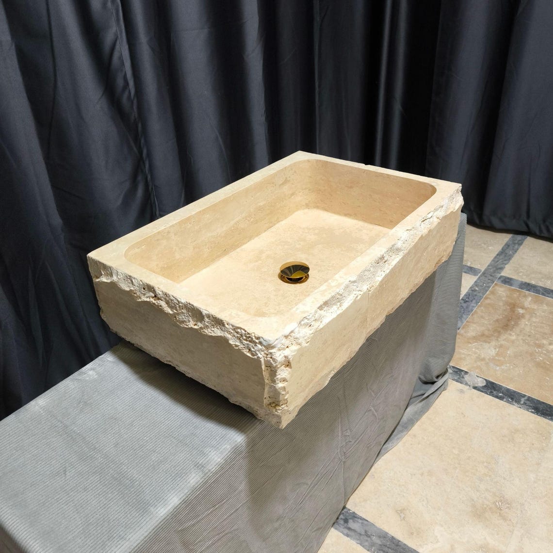 Rustic Travertine Stone Sink: Split Face Bathroom Washbasin - Etsy