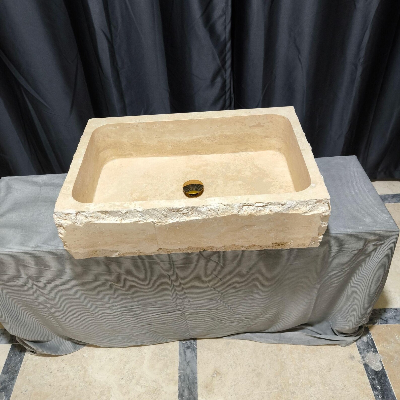 Rustic Travertine Stone Sink: Split Face Bathroom Washbasin - Etsy