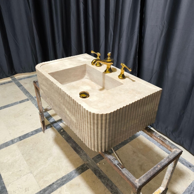 Travertine Rustic Design Sink ,hand Carved ,natural Stone Round Corner ...