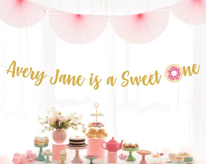 Sweet One Banner, Personalized 1st Birthday Banner, Donut Sprinkles ...