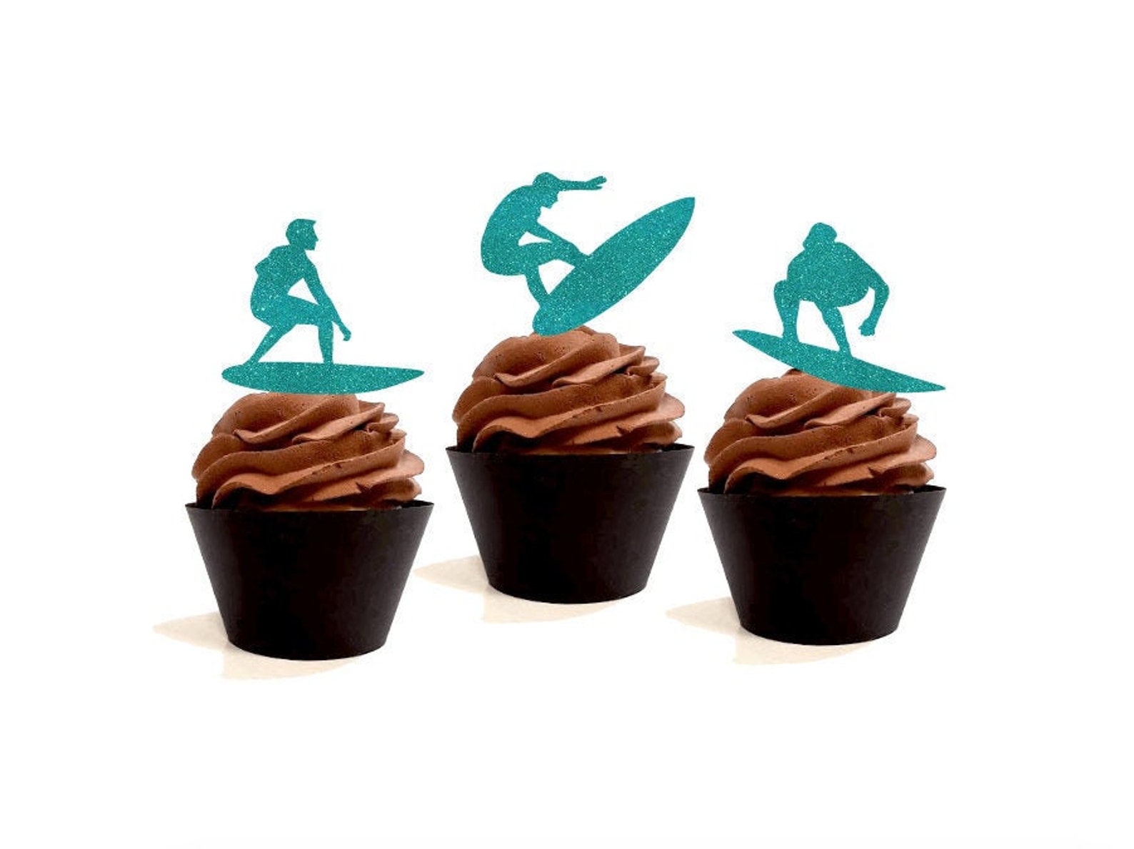 Surfer Cupcake & Food Toppers, Surfing, Ocean, Beach Theme Birthday ...