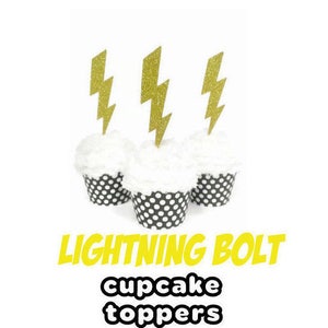Lightning Bolt Cupcake Toppers or Food Picks, Superhero Birthday Cake ...