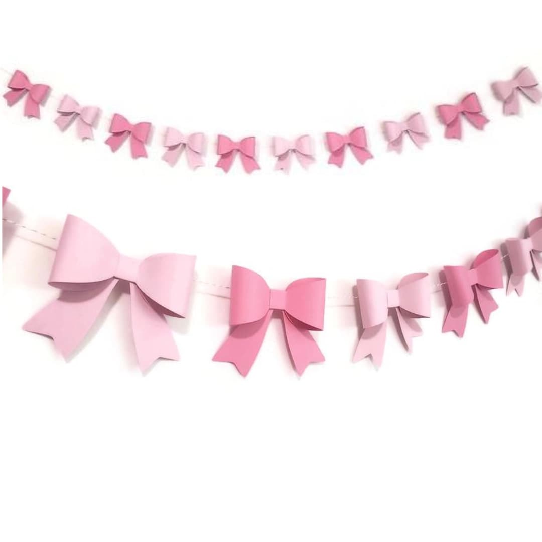 Pink Paper Bow Garland, Paper Bows, Coquette Bedroom or Nursery Decor ...