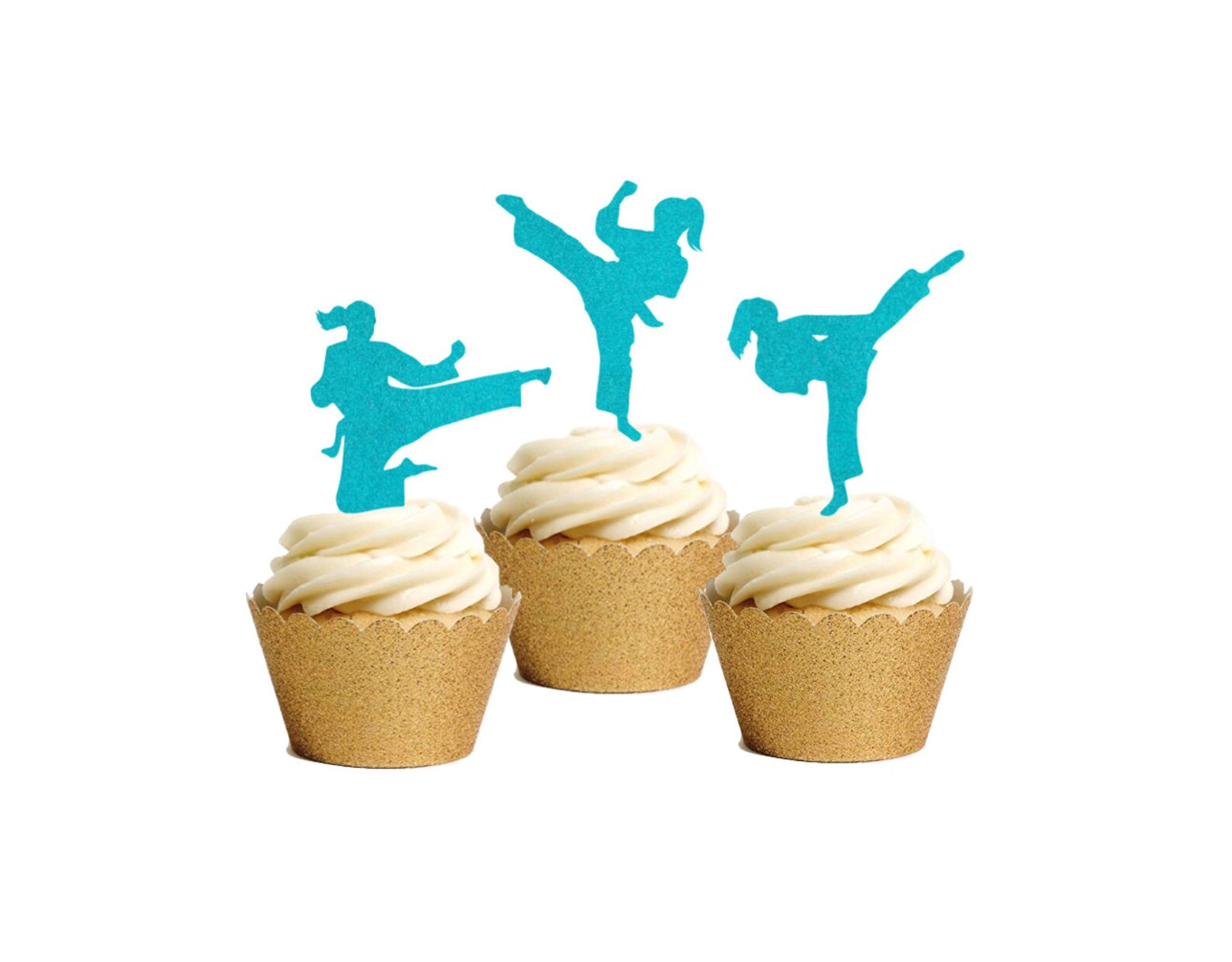Female Martial Arts Karate Cupcake & Food Toppers, Girl Tae Kwon Do ...