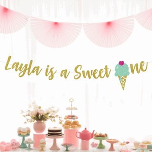 Sweet One Banner, Ice Cream 1st Birthday, Personalized 1st Birthday ...
