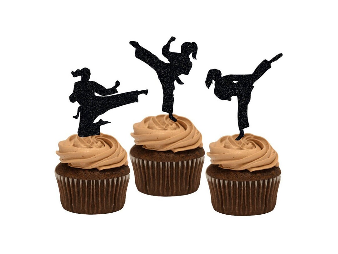 Female Martial Arts Karate Cupcake & Food Toppers, Girl Tae Kwon Do ...