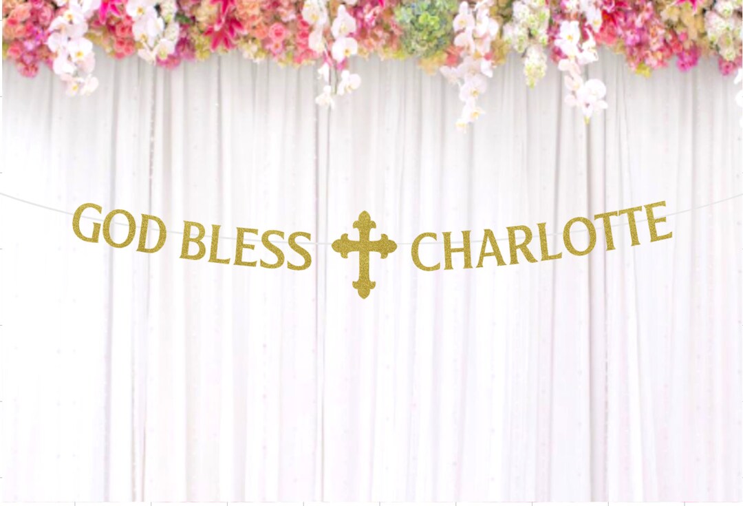 God Bless Banner, Baptism Banner, Christening Banner, First Communion ...
