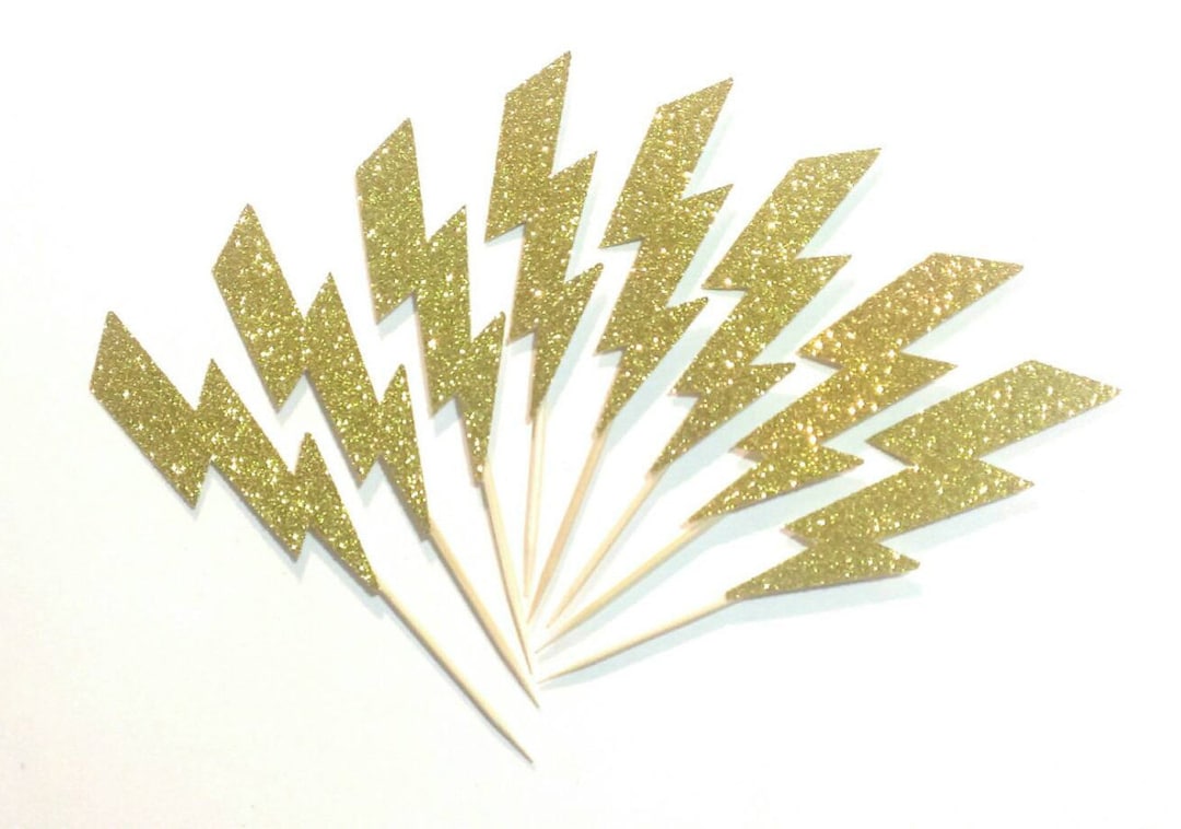 Lightning Bolt Cupcake Toppers or Food Picks, Superhero Birthday Cake ...