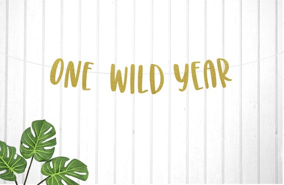 One Wild Year Banner 1st Birthday Jungle Birthday Safari | Etsy