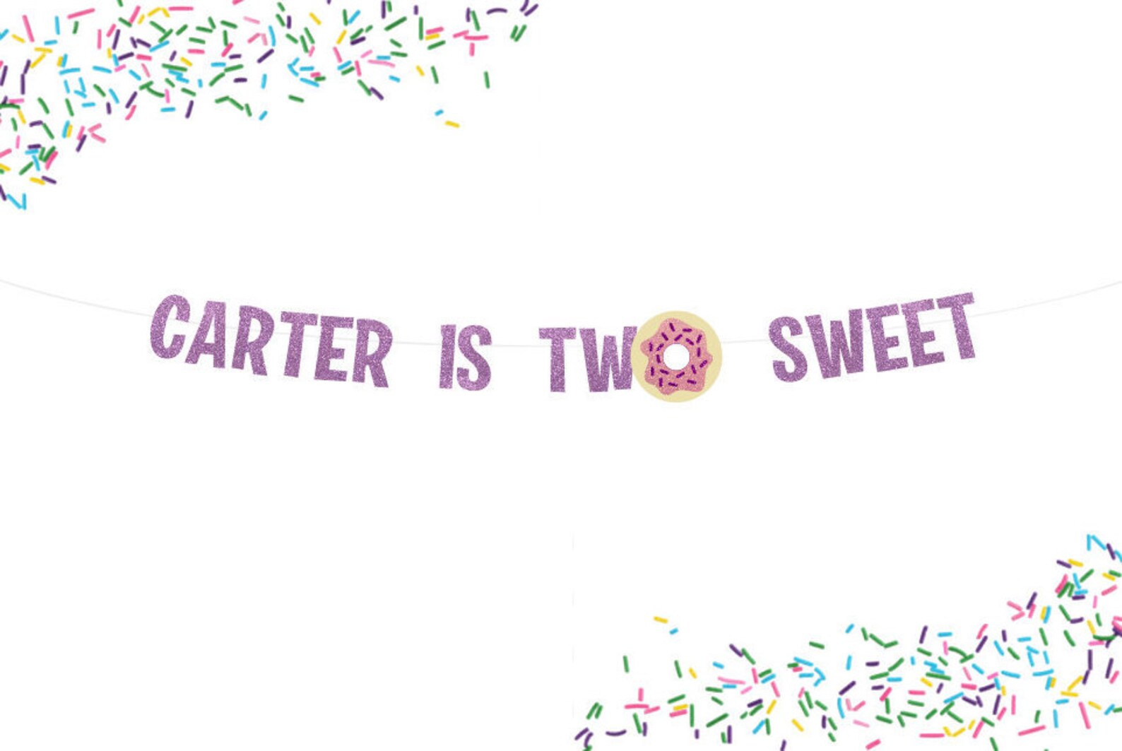 Two Sweet Banner Personalized 2nd Birthday Banner Donut | Etsy