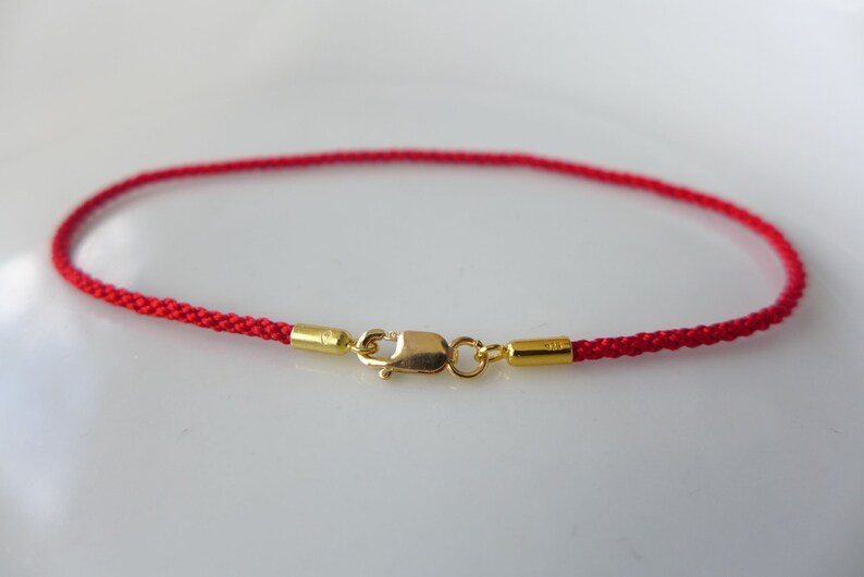 Red Silk Cord Bracelet With Gold Vermeil End Caps and Gold - Etsy