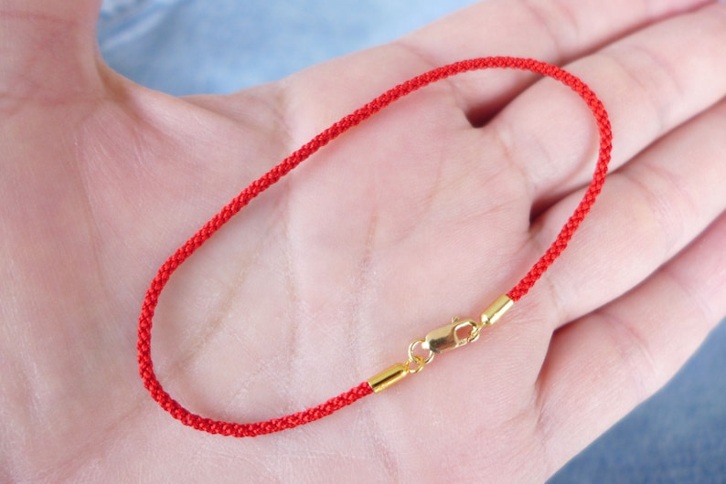 Red Silk Cord Bracelet With Gold Vermeil End Caps and Gold - Etsy