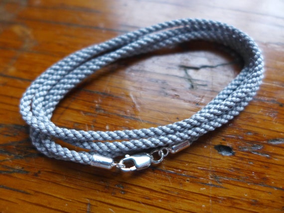 Silk cord necklace with sterling silver clasp store