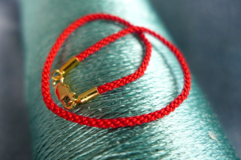 Red Silk Cord Bracelet With Gold Vermeil End Caps and Gold - Etsy