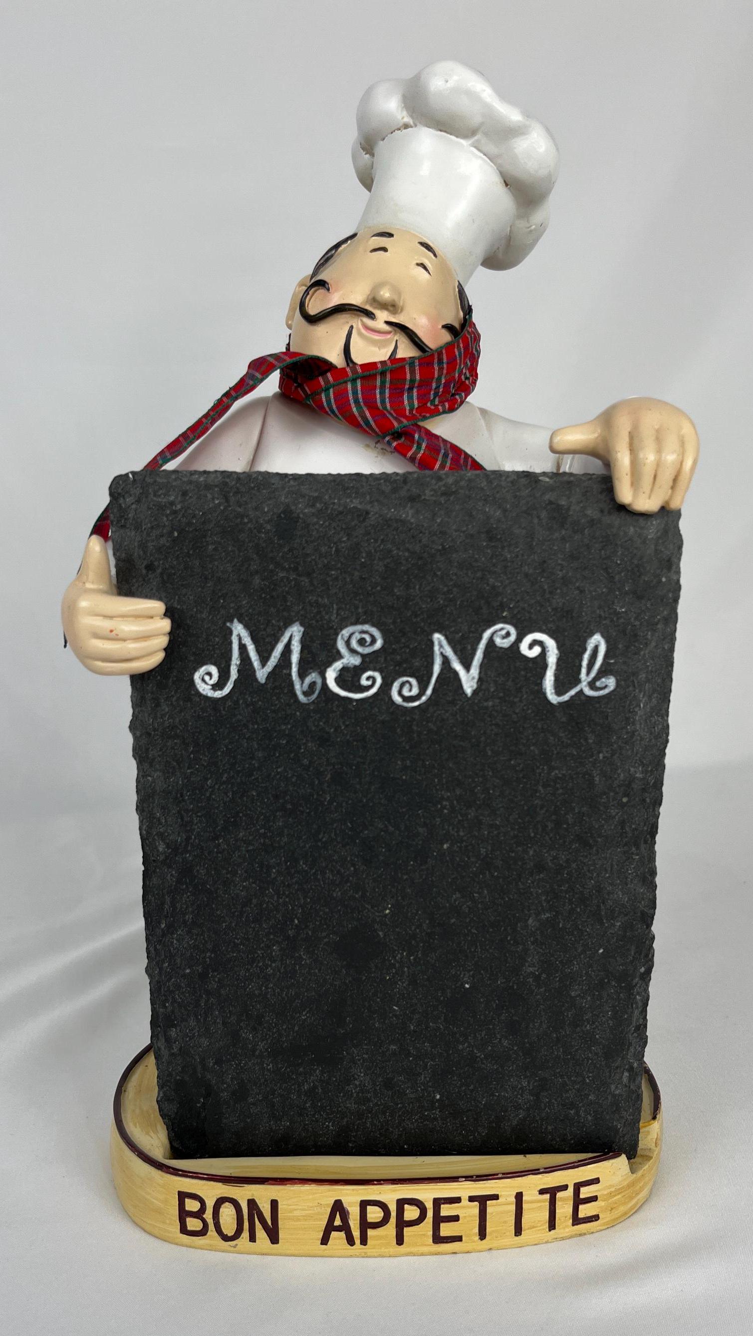 Fat Chef French Statue With Slate Chalkboard Chef Cooking Bon Appetite ...