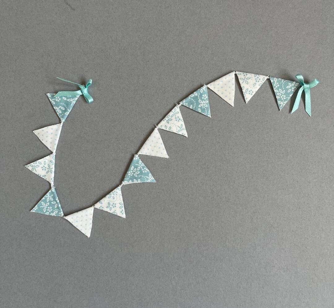 DOLLS HOUSE Duck Egg Blue Fabric Bunting |miniature Bunting | Cake ...