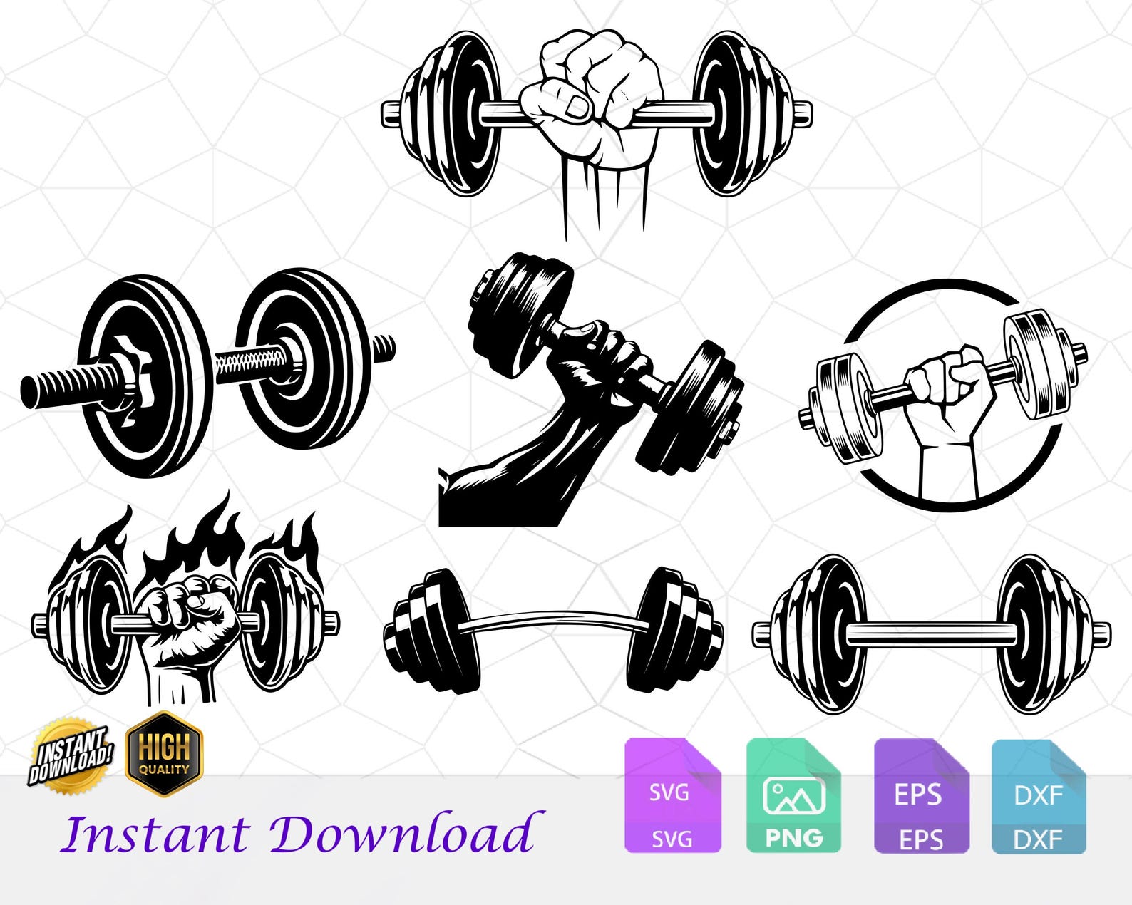 Dumbell Svg, Dumbell Clipart, Dumbell Cut Files, Weight Svg, Fitness ...