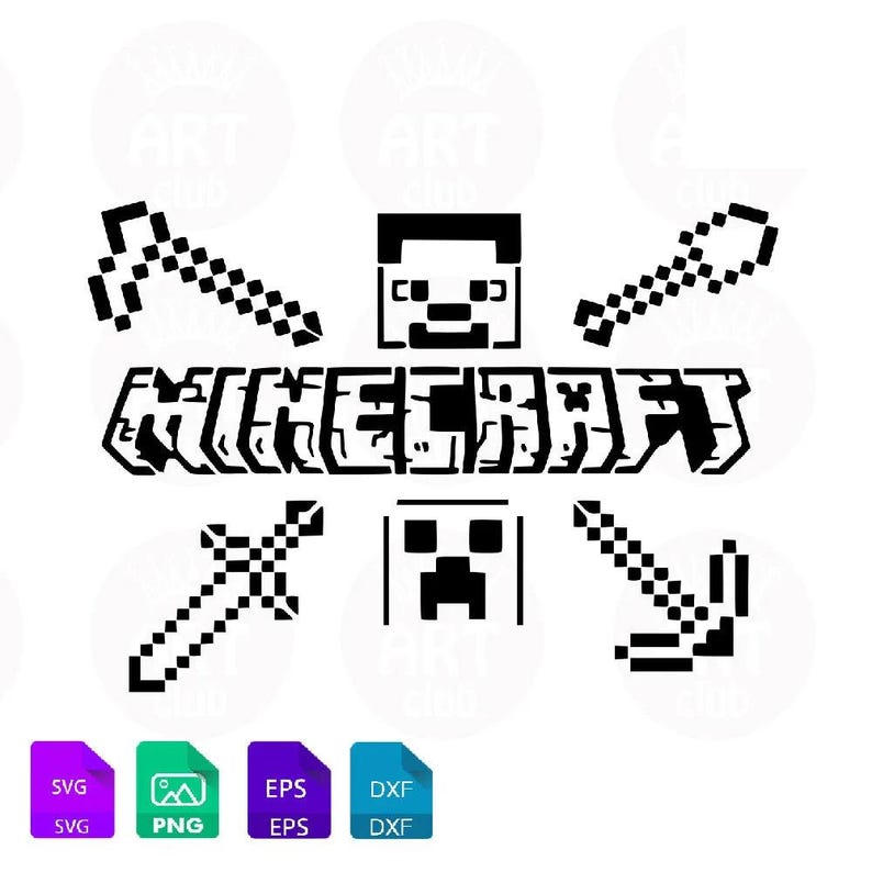 Minecraft All SVG, Steve Creeper Title Weapons Instant Digital Download ...