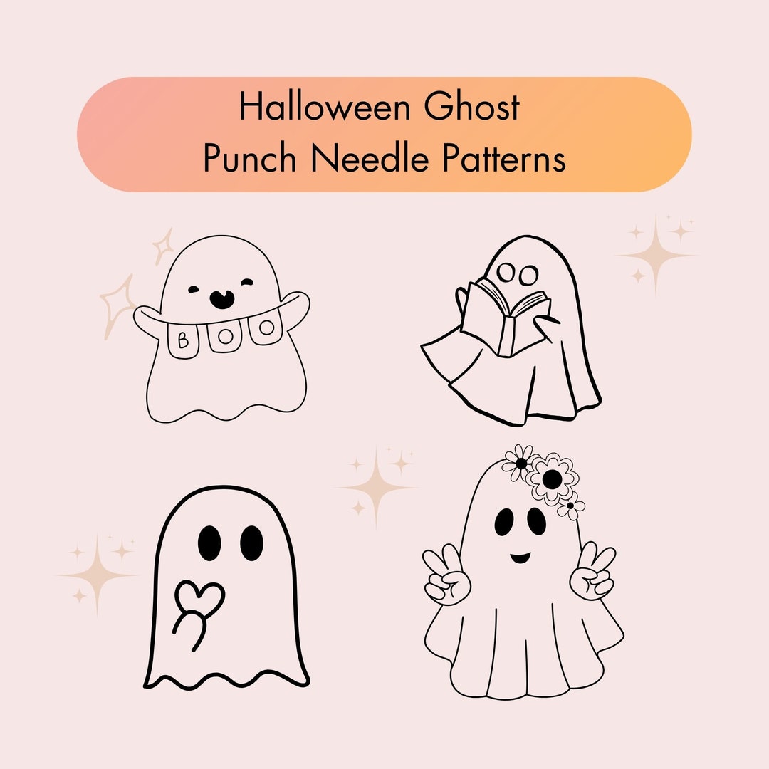 Halloween Ghost Punch Pattern, Punch Needle Pattern, Mug Rug, Punch ...