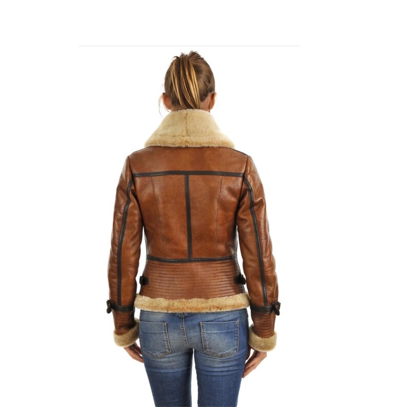 Women's SHEARLING AVIATOR JACKET Women's Aviator B3 Bomber Leather ...