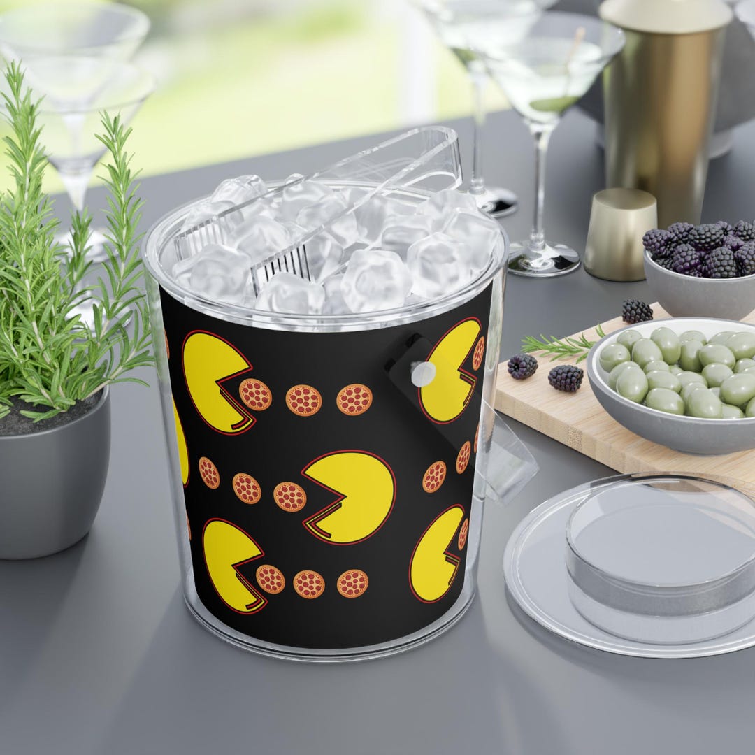 Arcade Version Ice Bucket, 1980s Neon Pizza Party Ice Bucket With Tongs ...