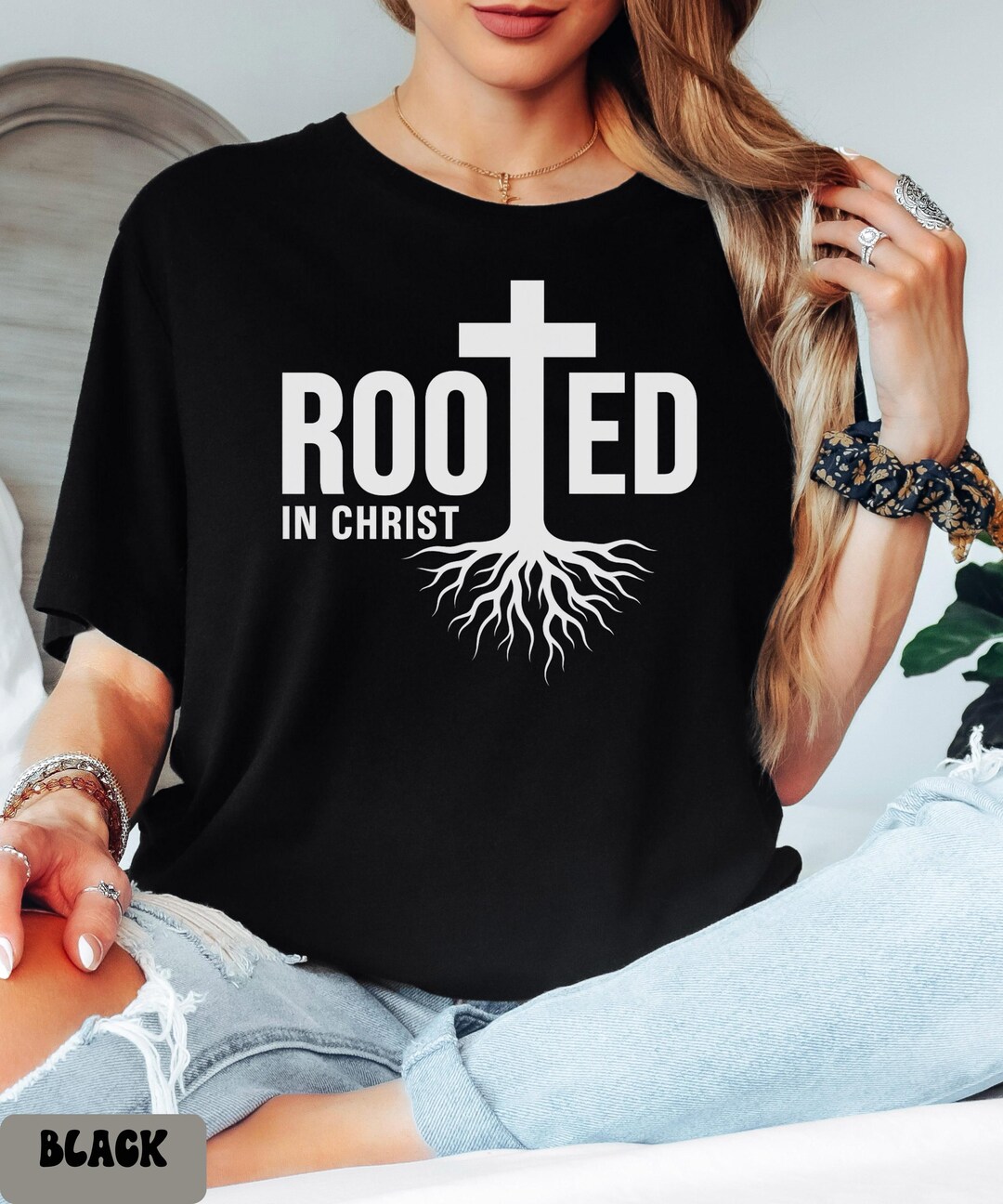 Rooted in Christ T-shirt: Christian Faith Tree Graphic - Etsy