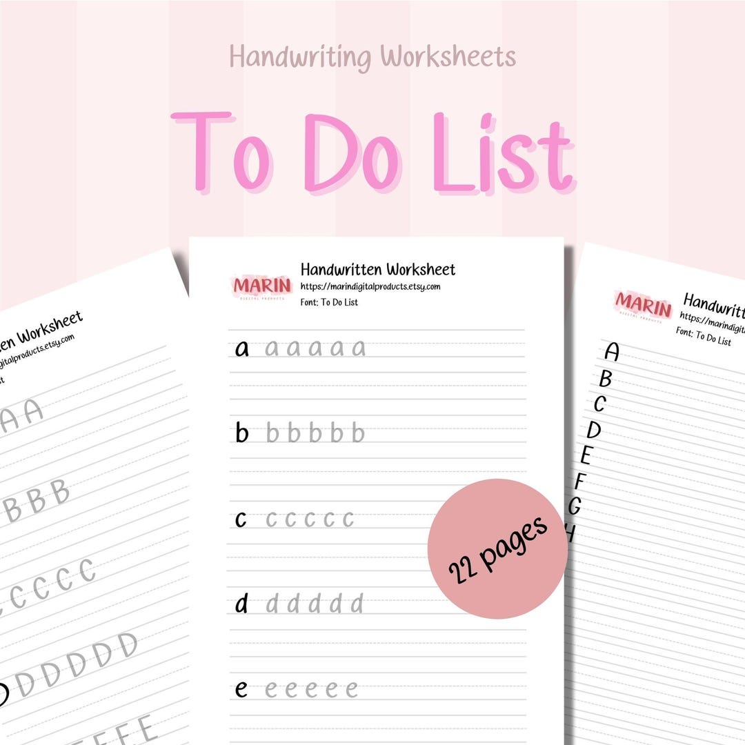 Handwritten Scribble Worksheets, Hand Lettering Alphabet ABC Letter ...