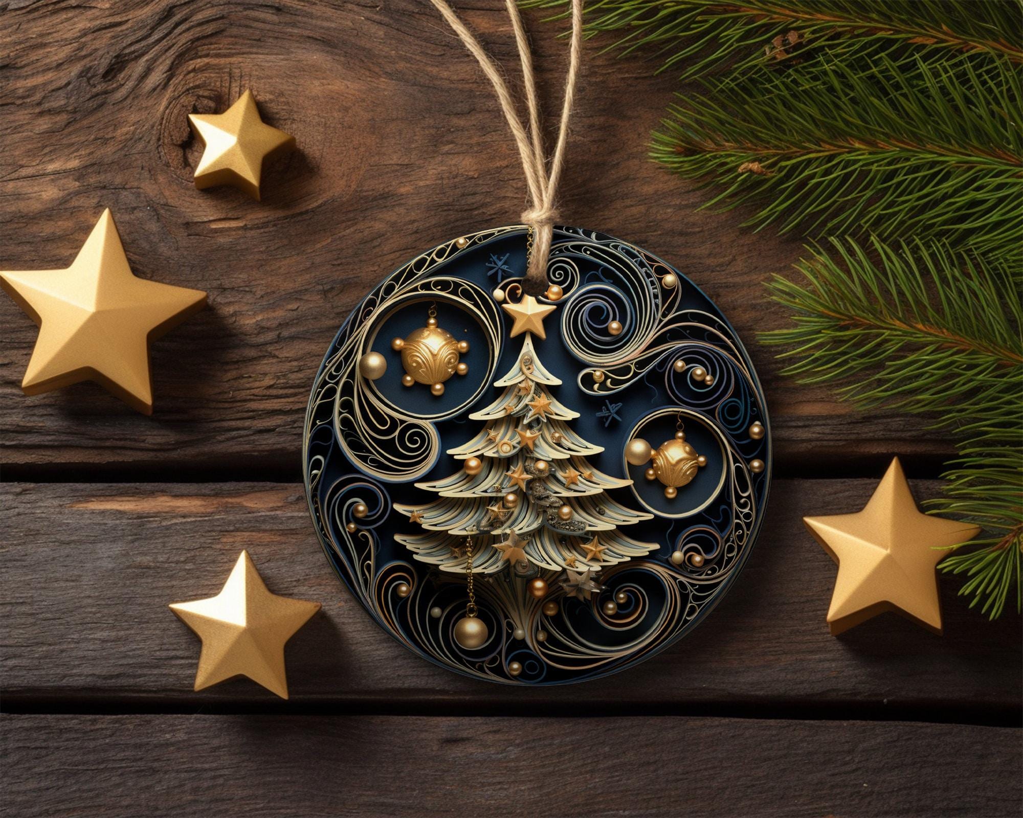 3D Effect Christmas Tree Ornament, Handmade Holiday Decoration With ...