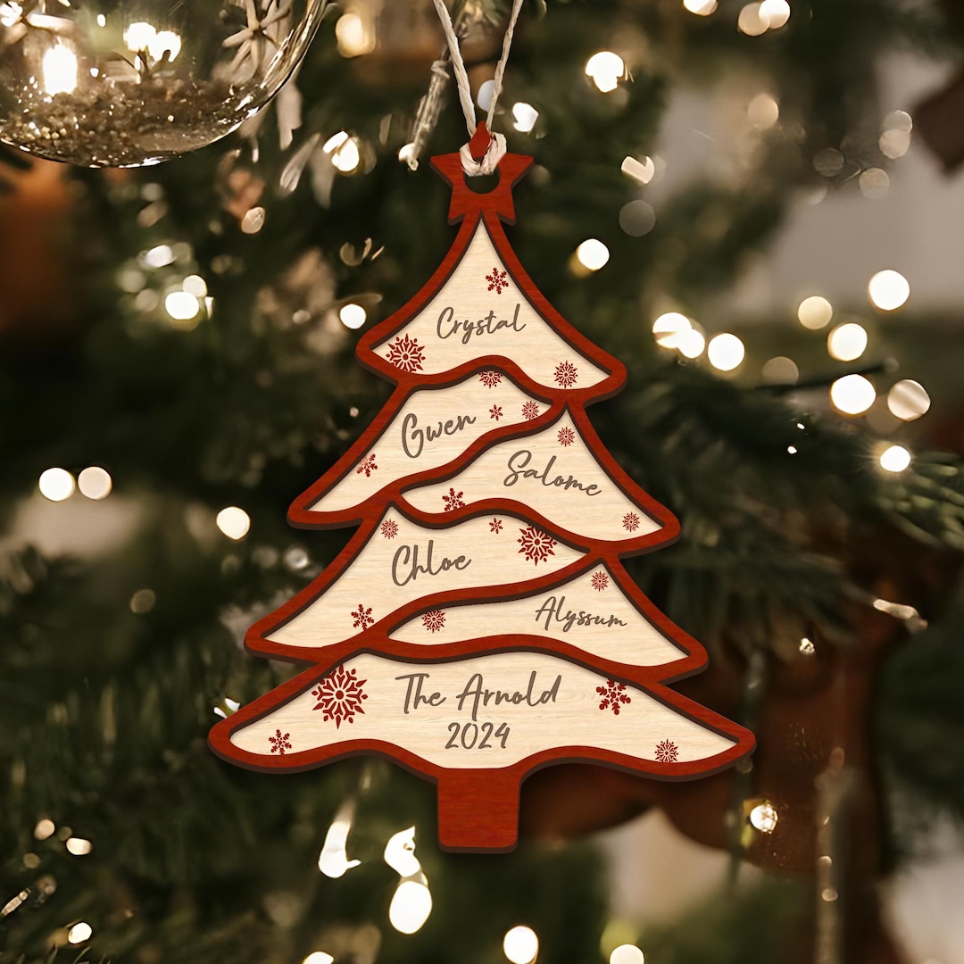 Personalized Family Tree Ornament, Family Christmas Ornaments, Family ...