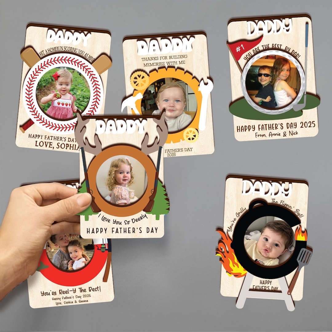 Personalized Father’s Day Photo Magnet Frame, Custom Picture Magnet ...