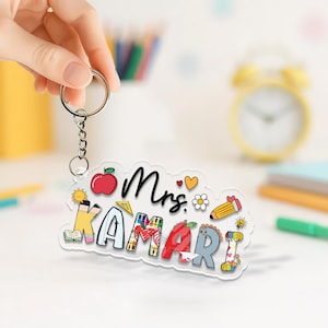 Personalized Teacher Name Tag – Custom Acrylic Keychain or Badge for ...