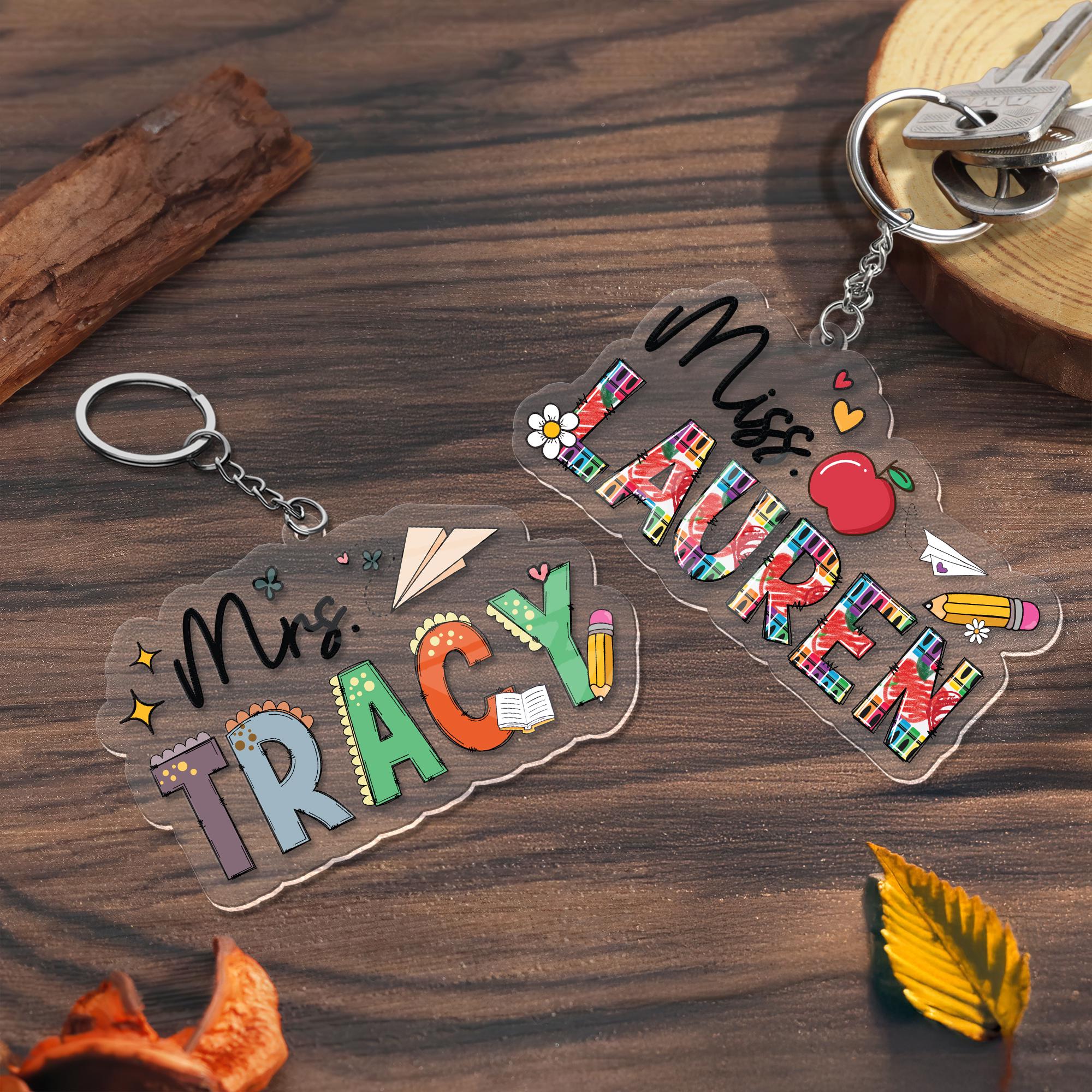 Personalized Teacher Name Tag – Custom Acrylic Keychain or Badge for ...
