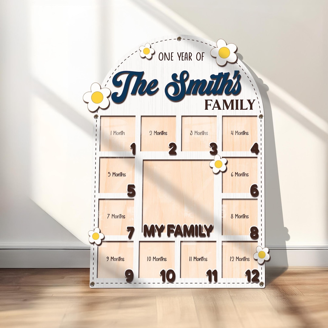 Personalized One Year Family Milestone Chart, Custom Photo Display ...