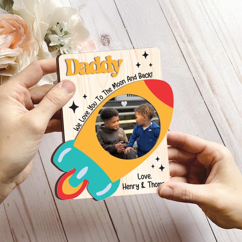 Personalized Father’s Day Photo Magnet Frame, Custom Picture Magnet ...