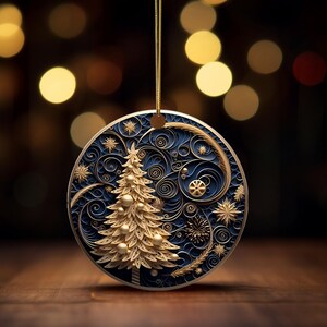 3D Effect Christmas Tree Ornament Print, Handmade Holiday Decoration ...