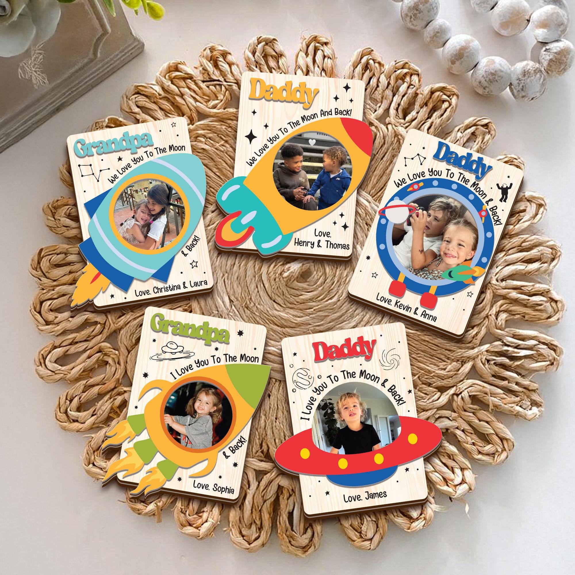 Personalized Father’s Day Photo Magnet Frame, Custom Picture Magnet ...