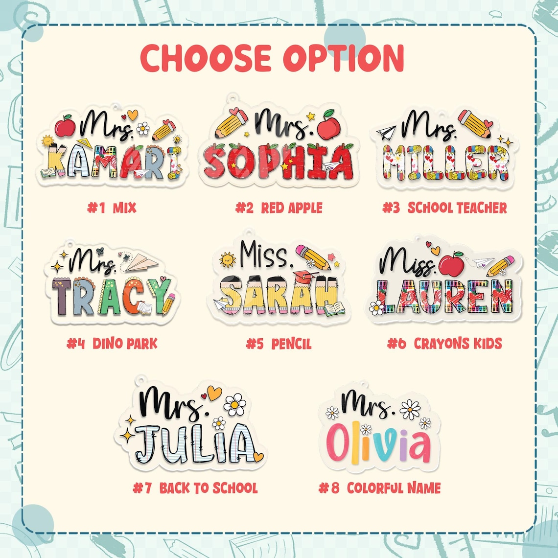 Personalized Teacher Name Tag – Custom Acrylic Keychain or Badge for ...