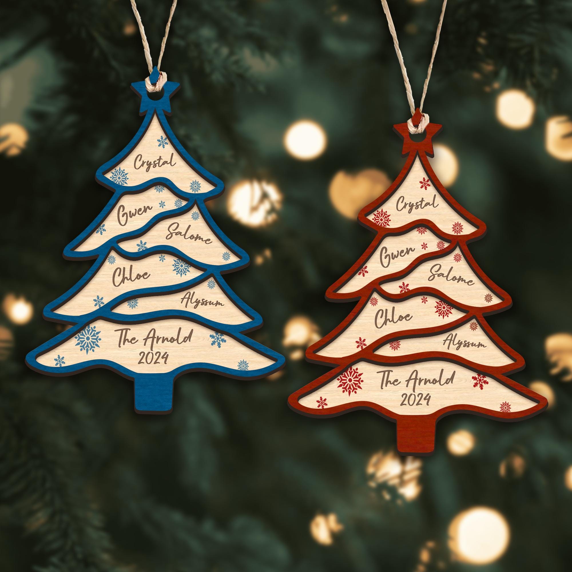 Personalized Family Tree Ornament, Family Christmas Ornaments, Family ...