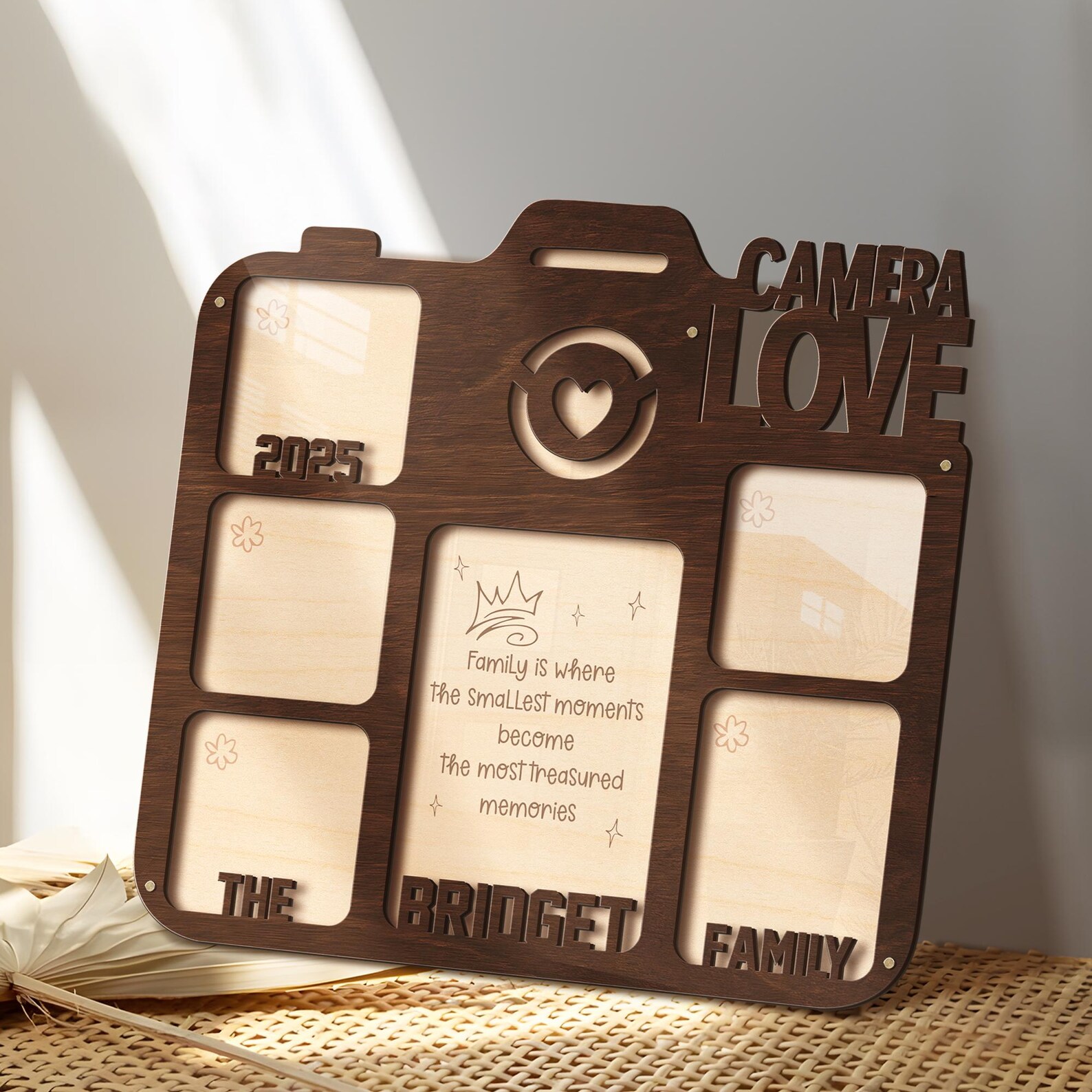Custom Wooden Camera Frame, Personalized Family Photo Display, 2025 ...