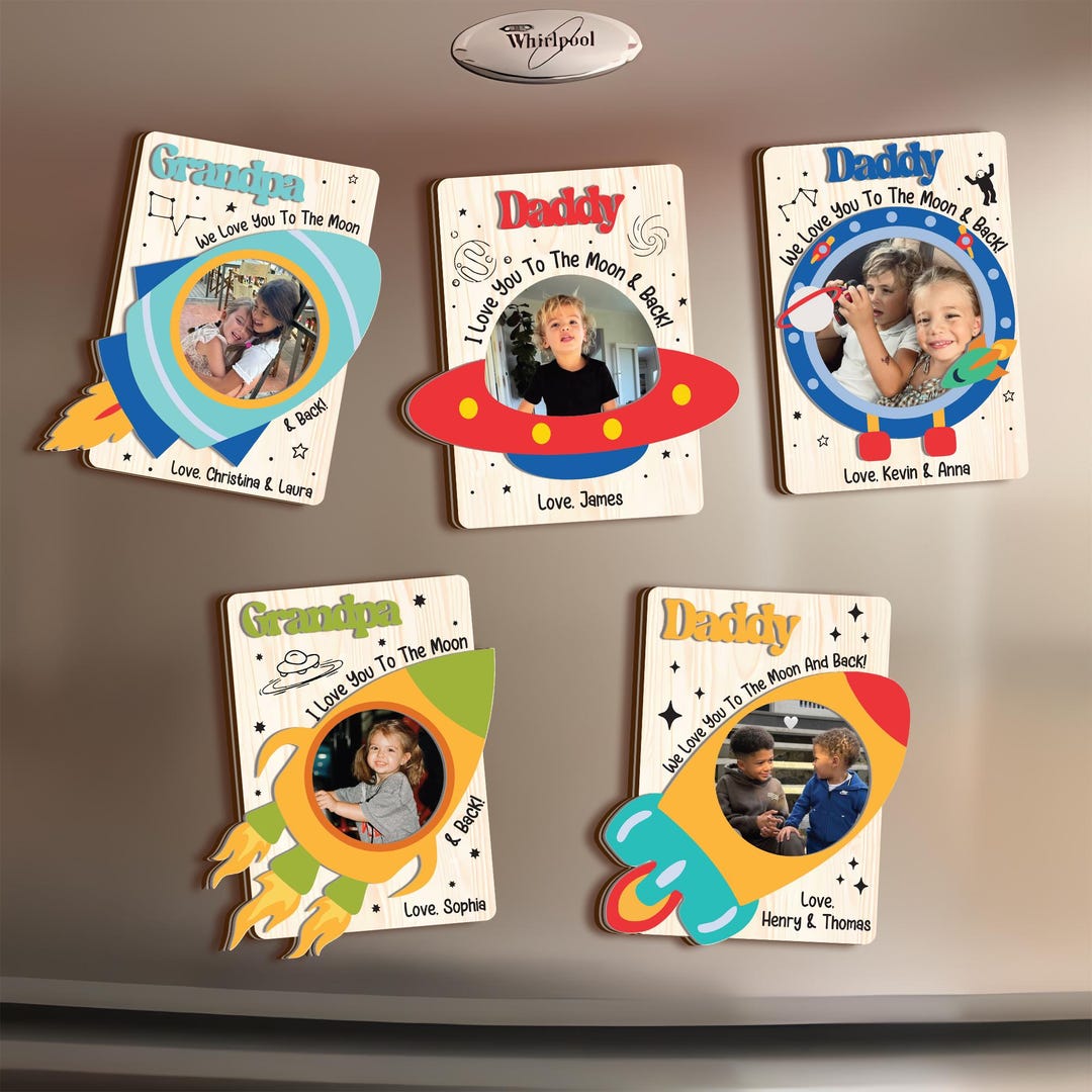 Personalized Father’s Day Photo Magnet Frame, Custom Picture Magnet ...